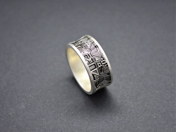 Circuit Board Ring Sterling Silver Ring Men's Wedding | Etsy