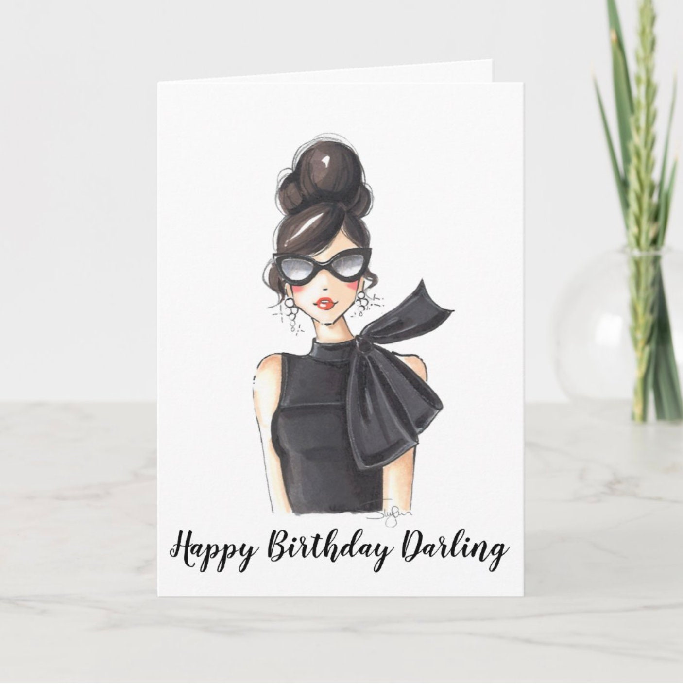 Happy Birthday Card Fashion Illustrated Card - Etsy