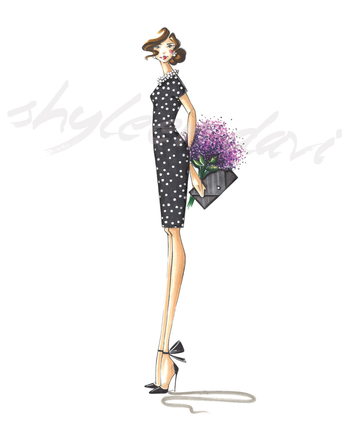 Fashion Illustration Print Polka Dot Chic unframed - Etsy UK