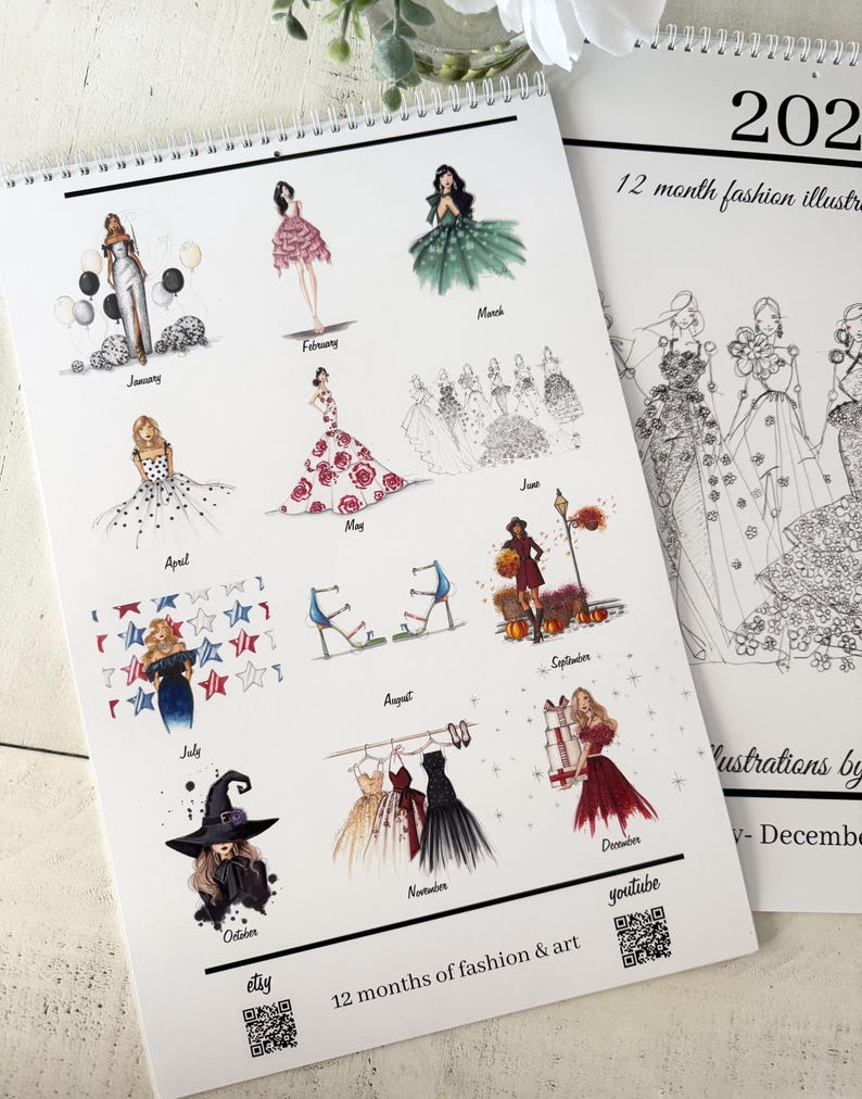2026 Chic Fashion Illustrated Wall Calendar Ships to US & Canada - Etsy
