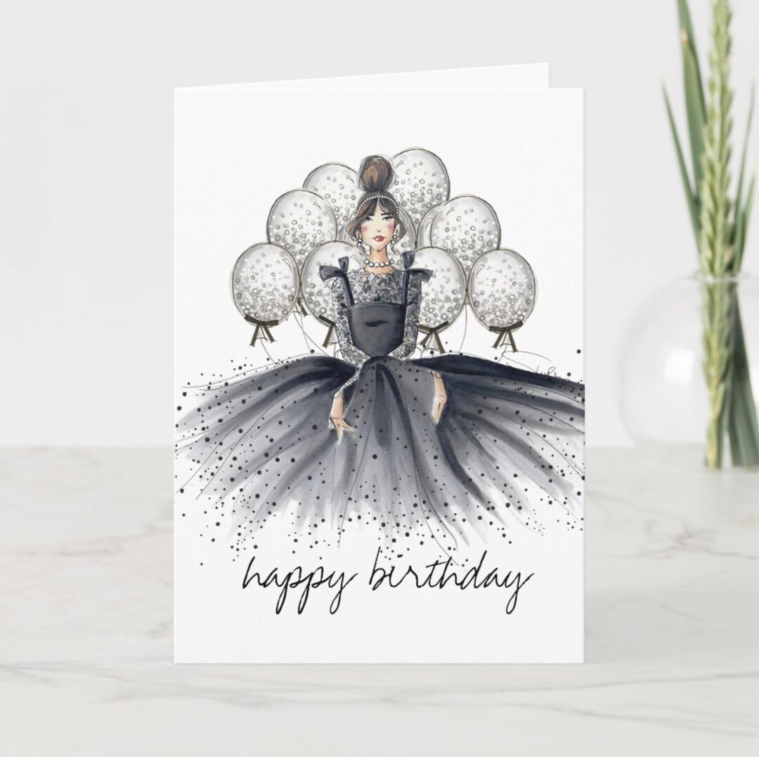 Happy Birthday Fashion Illustrated Card "fabulously Chic" - Etsy