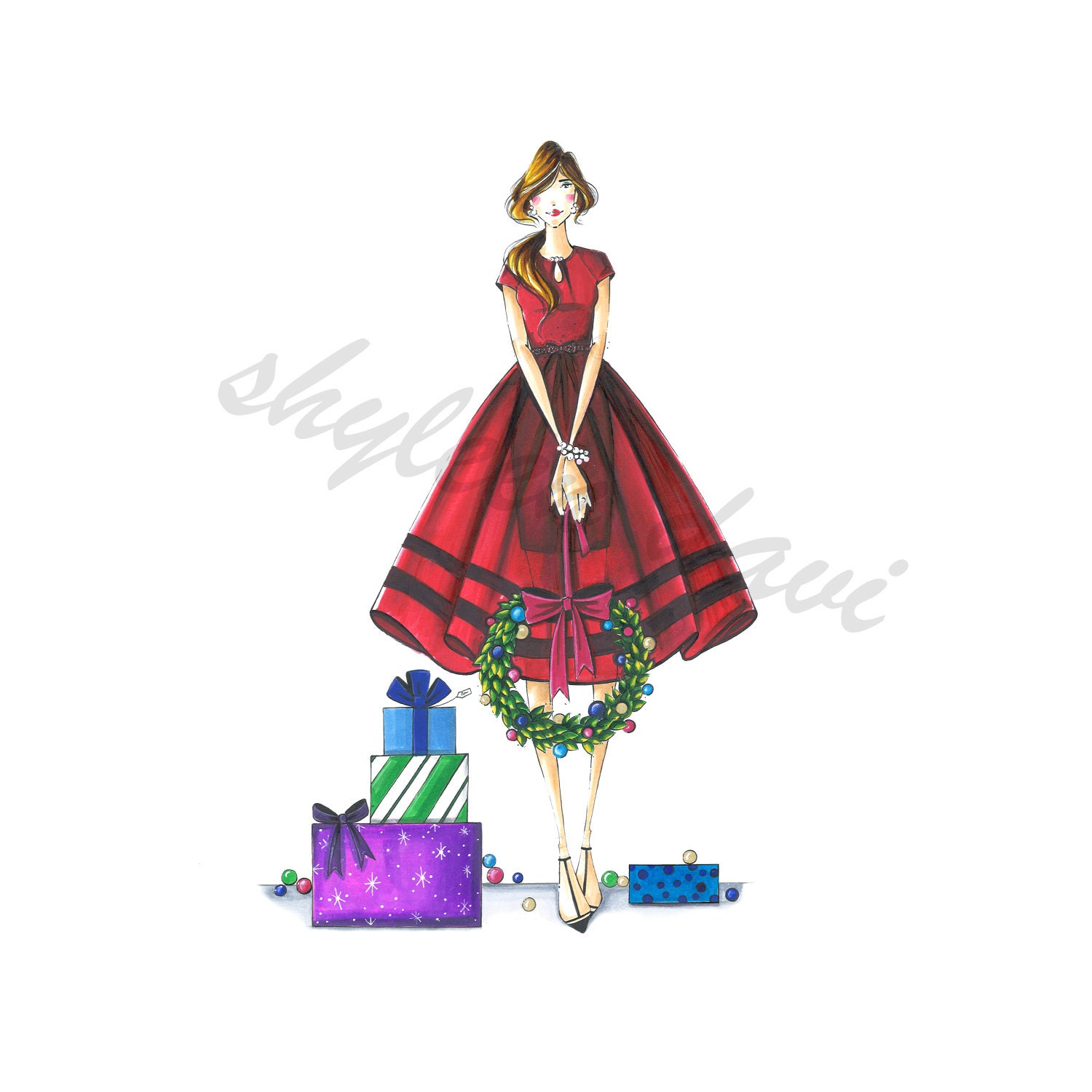Christmas Magic Christmas Fashion Illustration Wall Art - Etsy UK