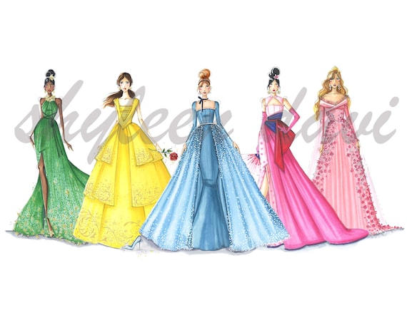 Fashion Illustration Sketch the Princesses - Etsy