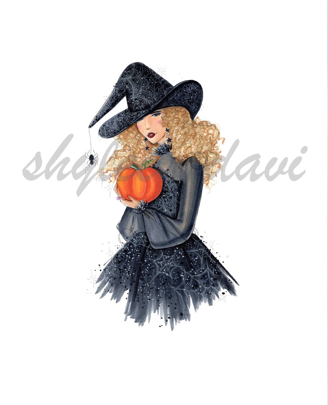 Fashion Illustration Sketch "season of the Witch" - Etsy