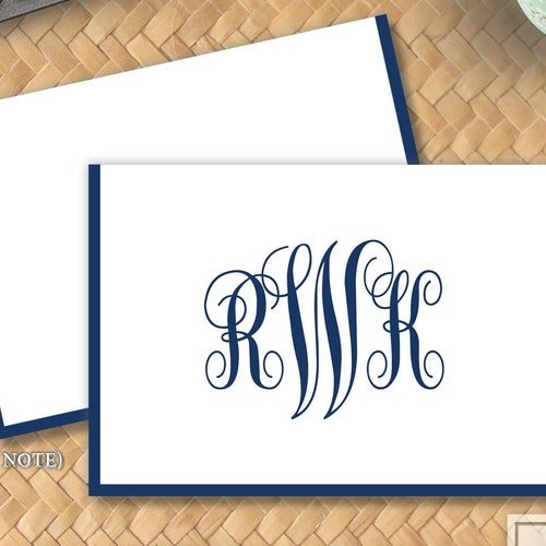 Classic Monogram Folded Notecards Traditional 3 Initial - Etsy