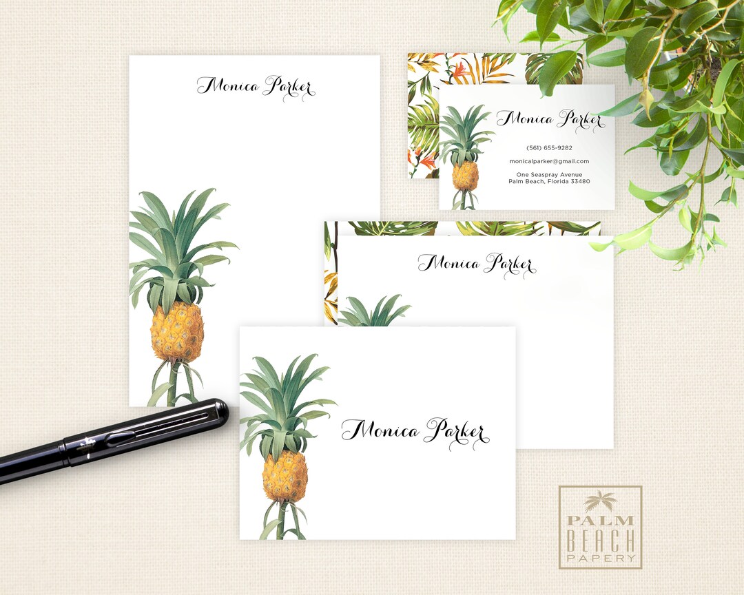 Vintage Pineapple Stationery Bundle - Stationery Gift Set - Notepad ...