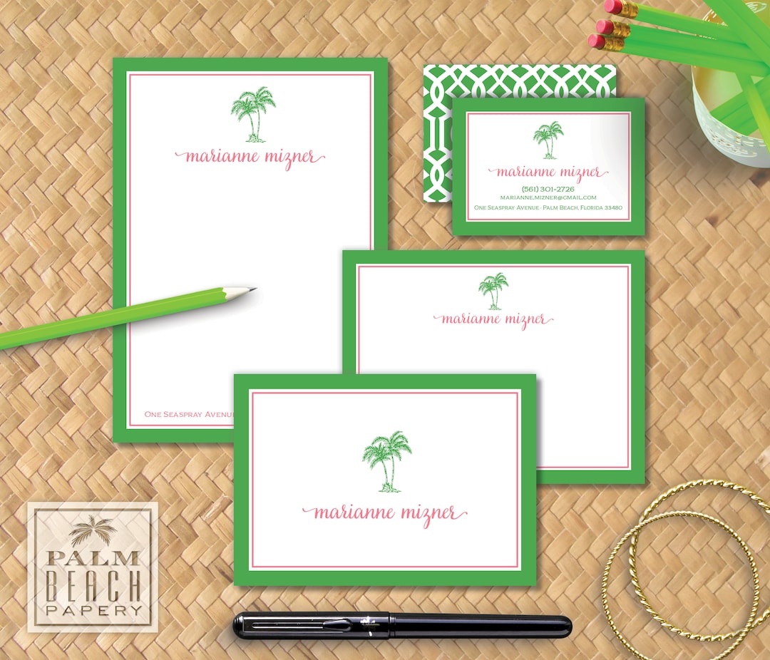 Preppy Palms Stationery Bundle Palm Tree Stationery Set Notepad, Flat ...