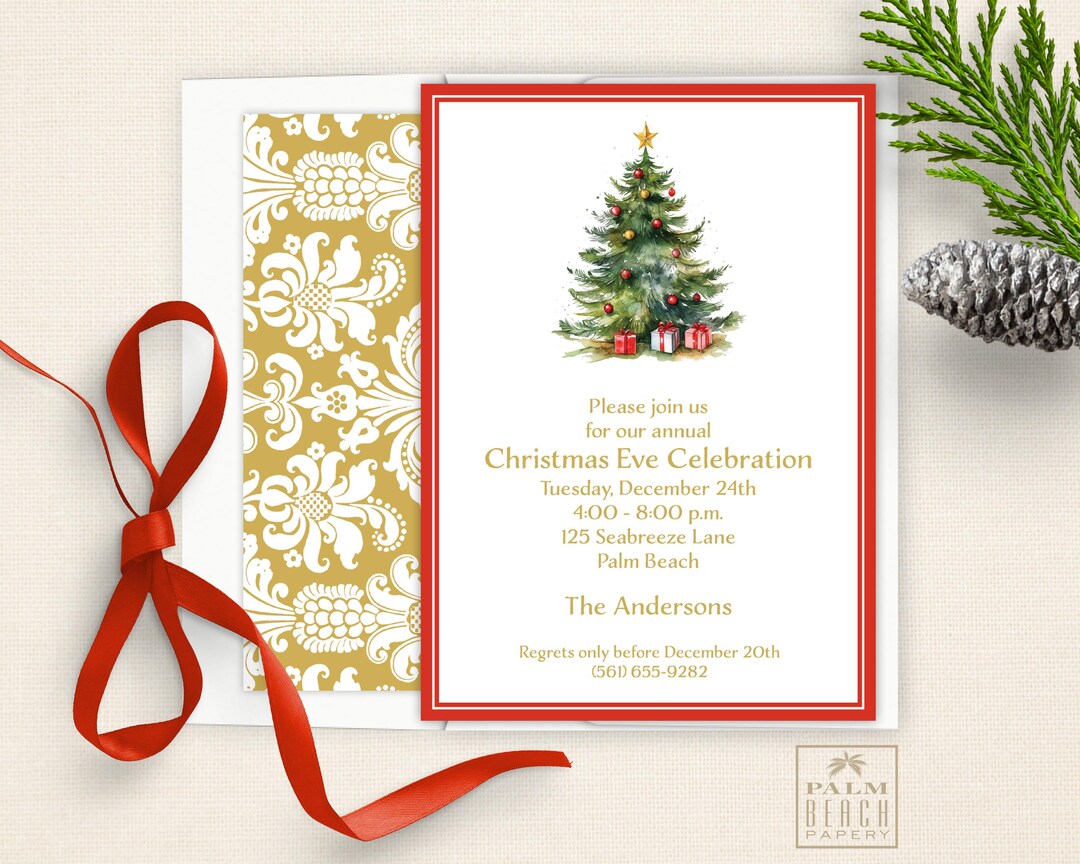 Christmas Tree Invitation - Custom Printed Holiday Party Invitations ...
