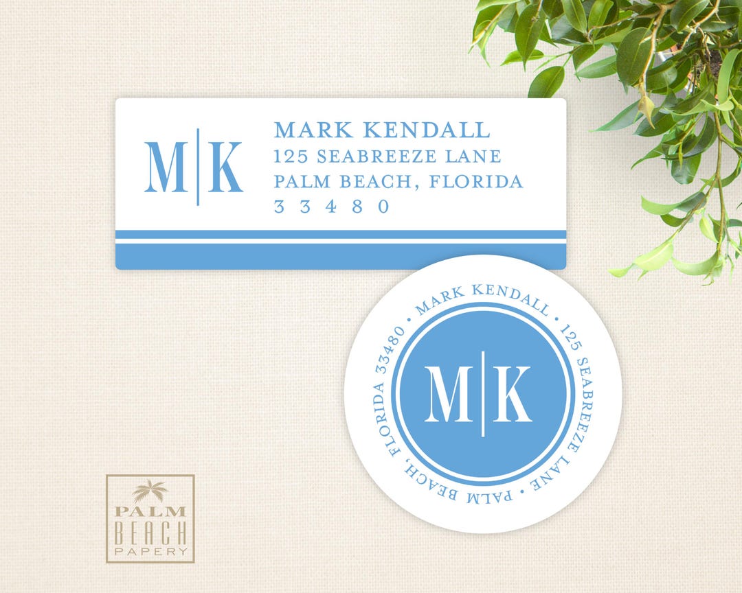 Whitehall Monogrammed Return Address Labels - 1.5 Inch, 2", 2.5" or 3 ...