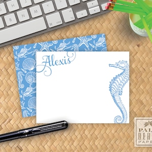 Majestic Seahorse Stationery Duo Coastal Design Personalized Stationery ...
