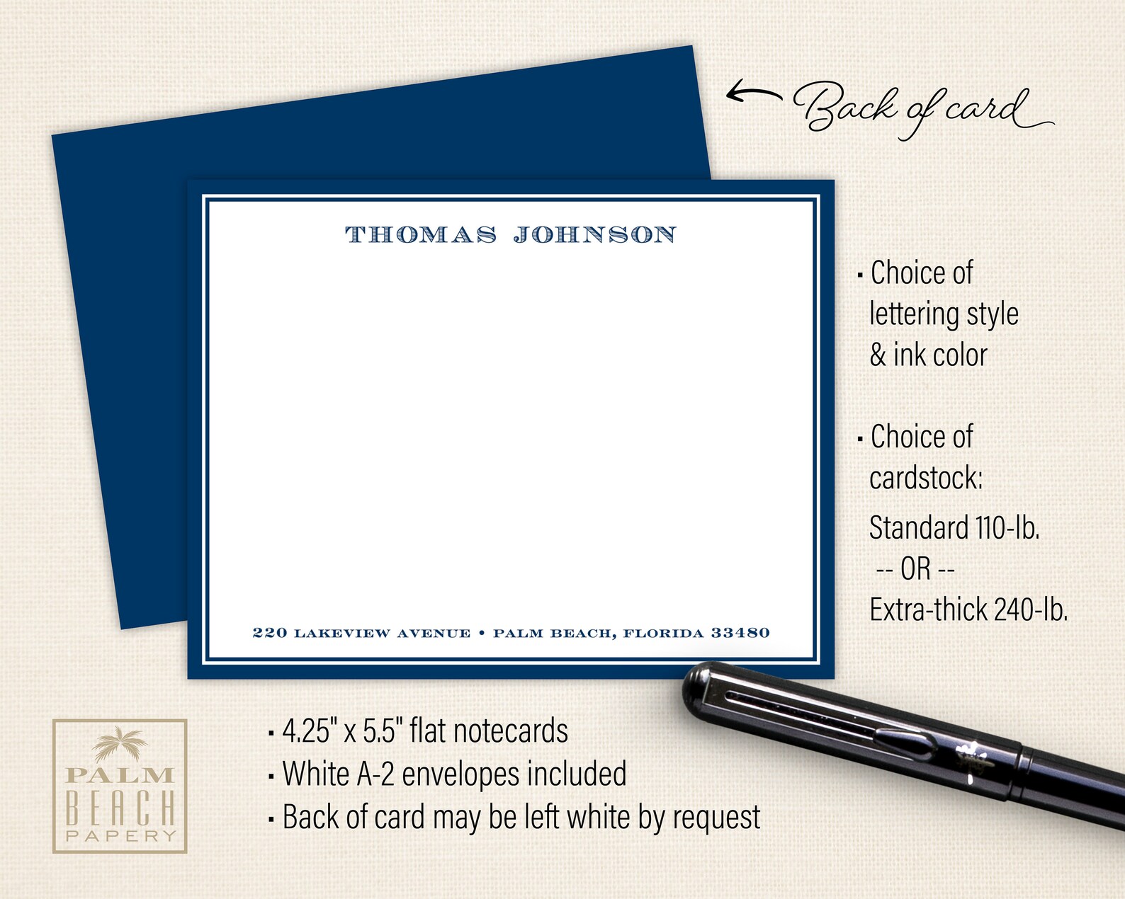 Men's Club Flat Notecards Correspondence Card Stationery for Man ...