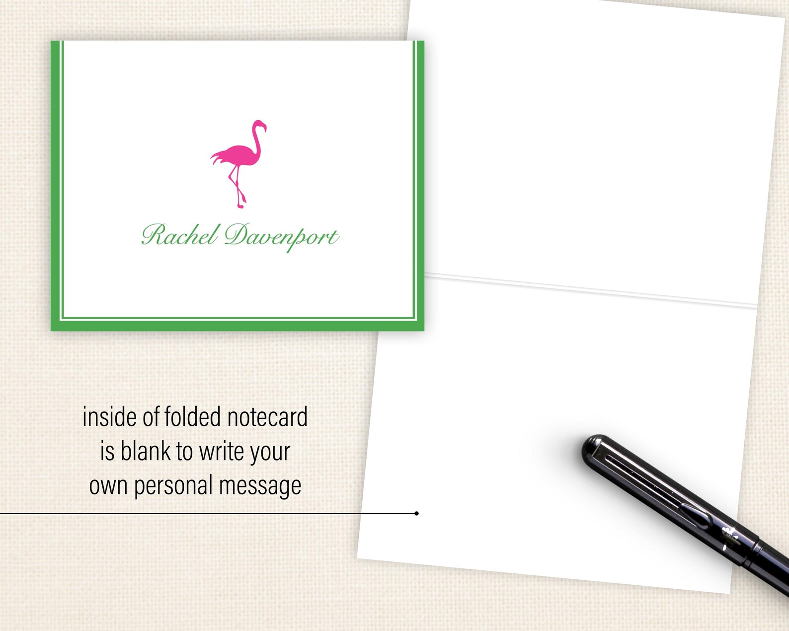 Flamingo Folded Notecards Personalized Foldover Note Card Stationery - Etsy
