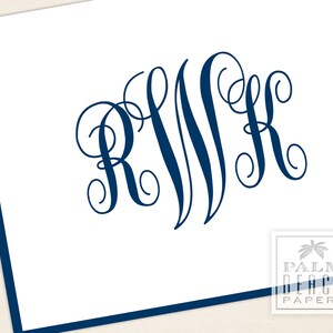 Classic Monogram Folded Notecards Traditional 3 Initial Foldover Note Stationery Wedding Thank ...