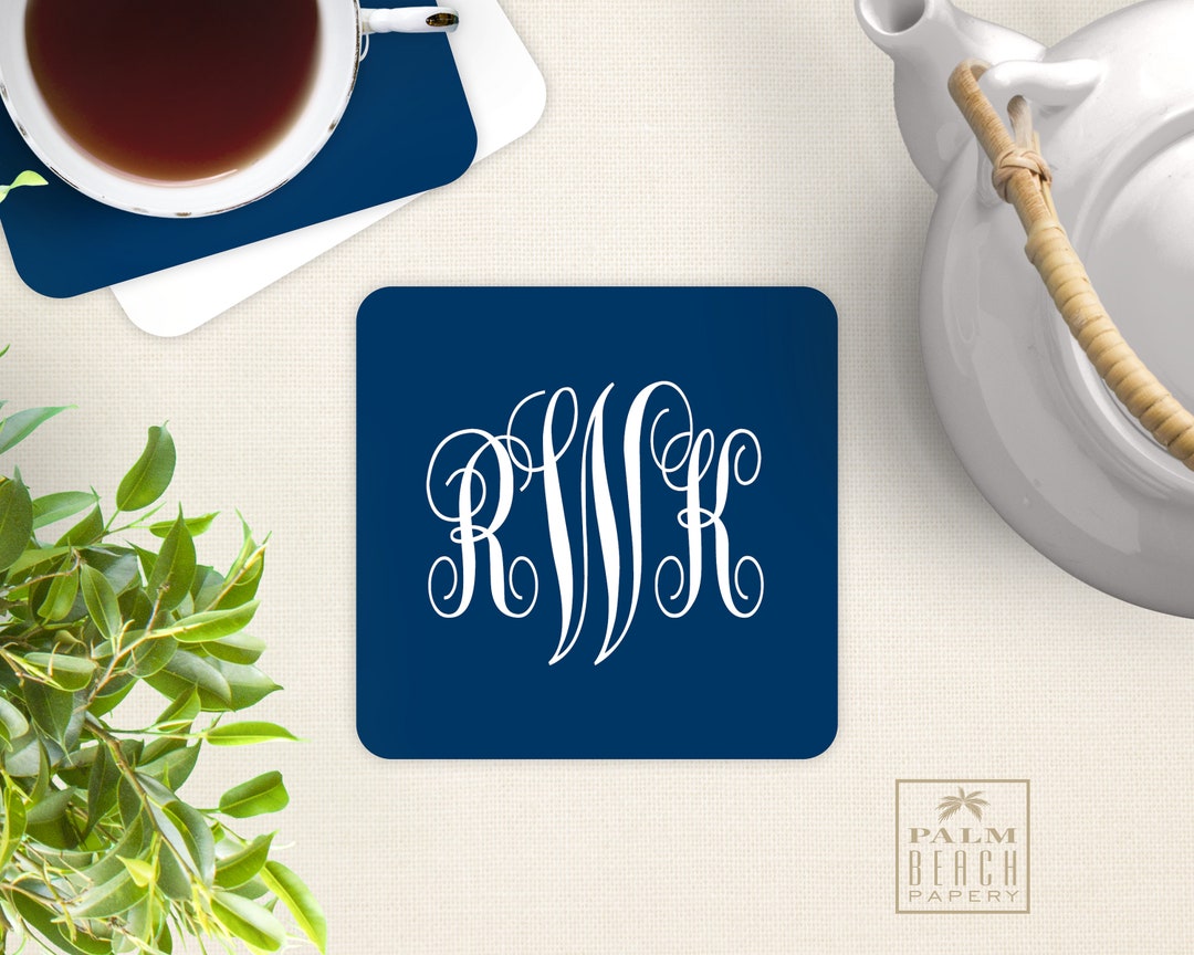 Classic Monogram Paper Coasters - Personalized Disposable Drink ...