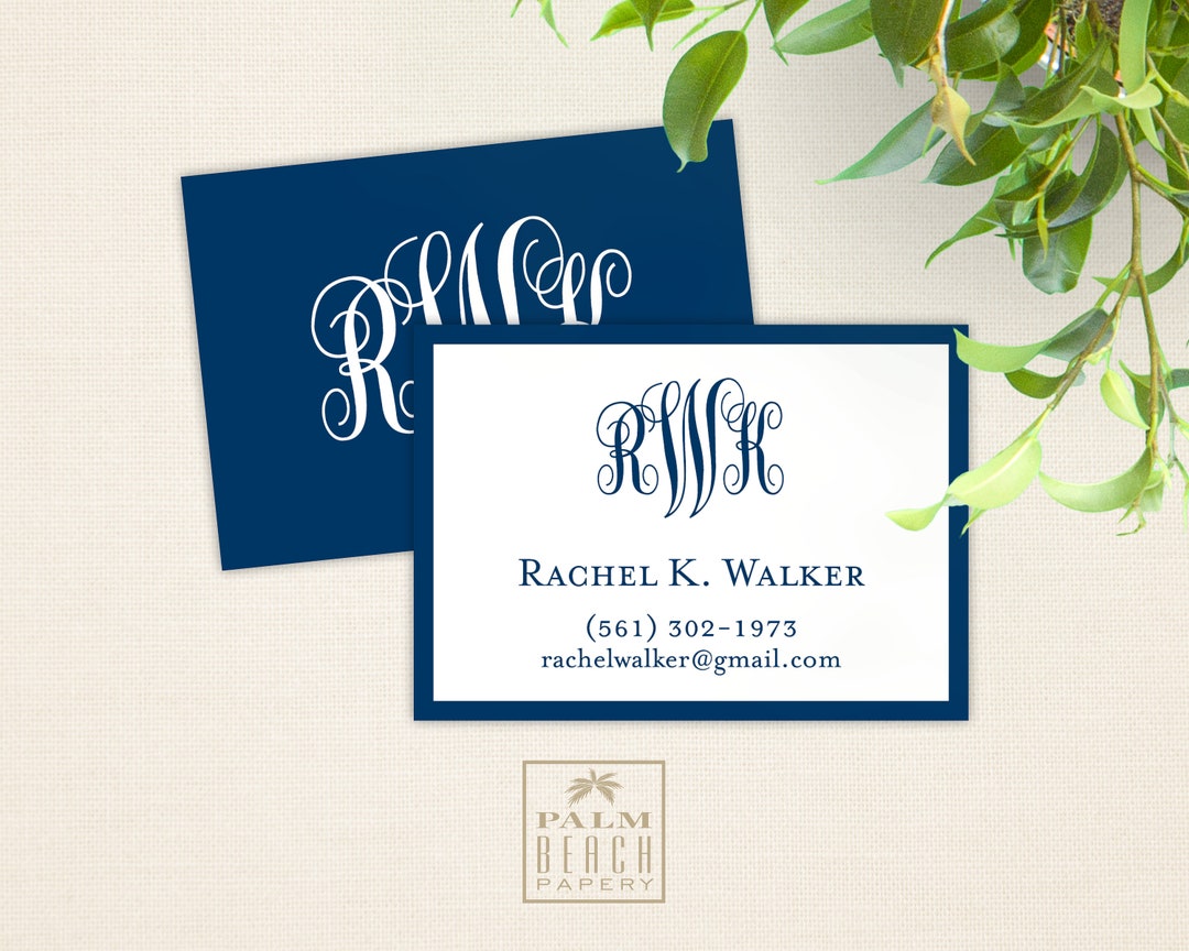 Classic Monogram Calling Cards - 2.5" X 3.5" Euro Size Calling Cards - Etsy