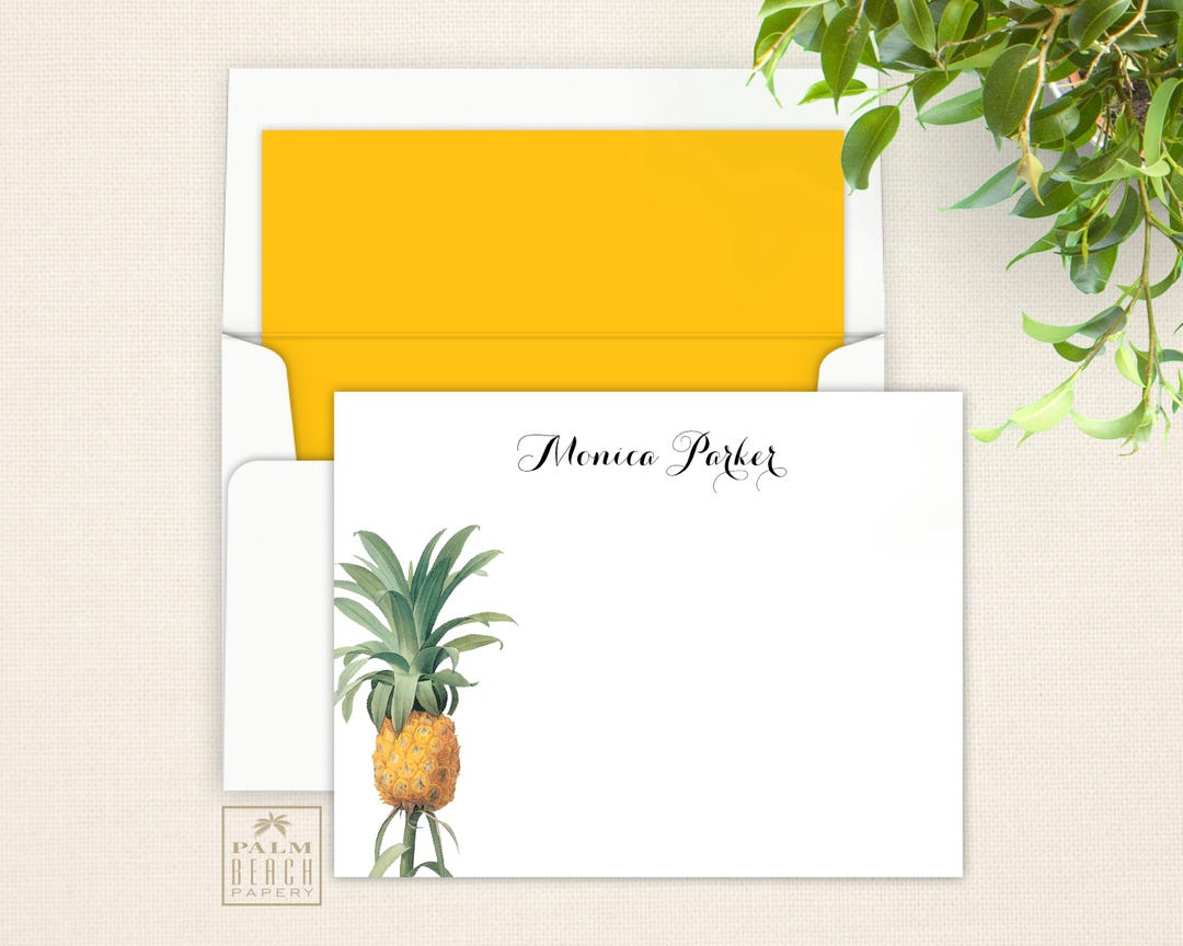 Vintage Pineapple Flat Notecards - Personalized Correspondence Card ...
