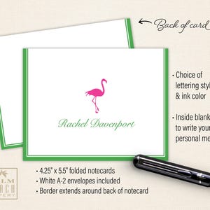 Flamingo Folded Notecards Personalized Foldover Note Card Stationery - Etsy