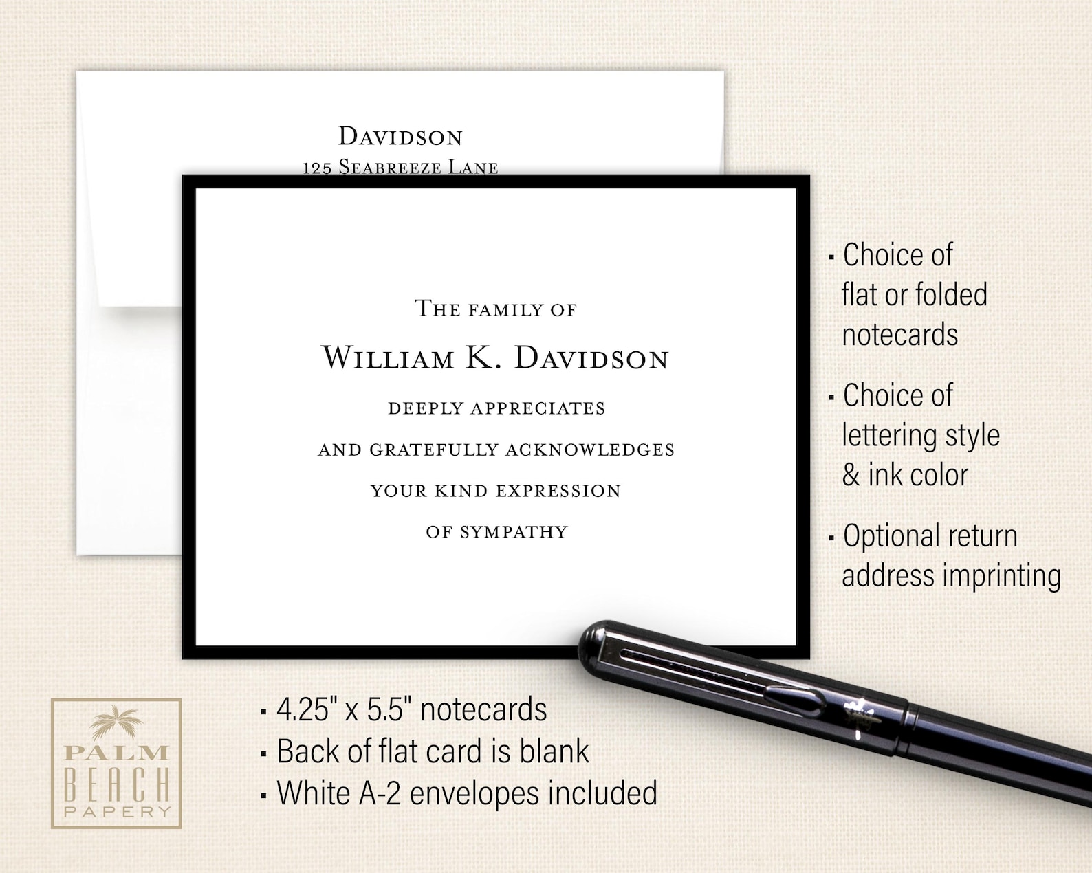 Eternity Sympathy Acknowledgement Note Cards - Flat or Folded With ...