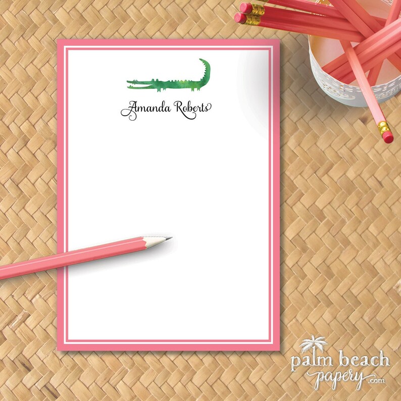 Preppy Alligator Notepad Personalized Note Pad Stationery | Etsy