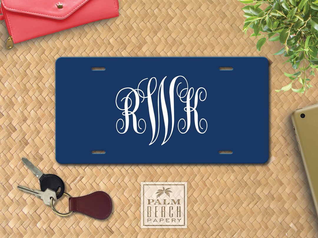 Classic Monogram License Plate - Personalized Car Tag - Custom Vanity ...