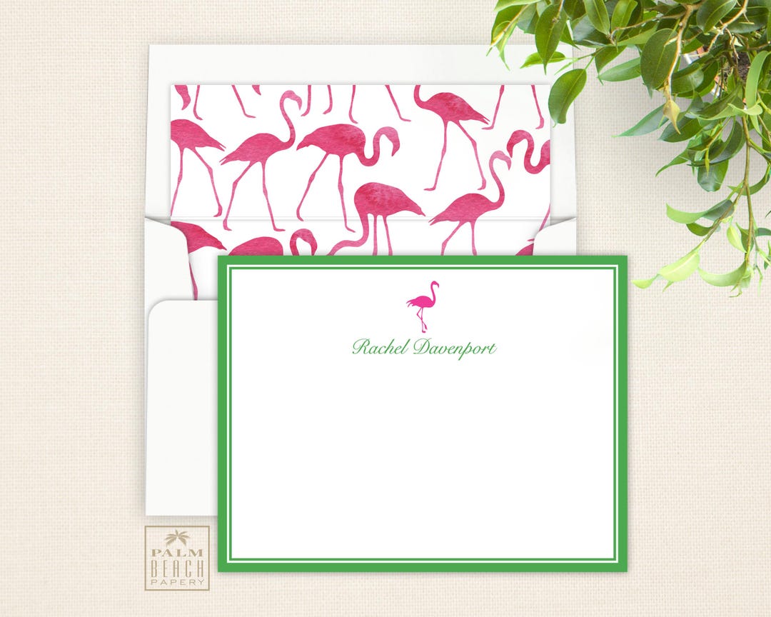 Flamingo Flat Notecards - Personalized Correspondence Card Stationery ...