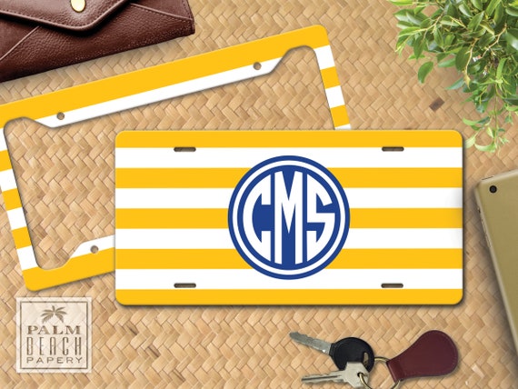 Beach Club Monogrammed License Plate Personalized Preppy Car | Etsy
