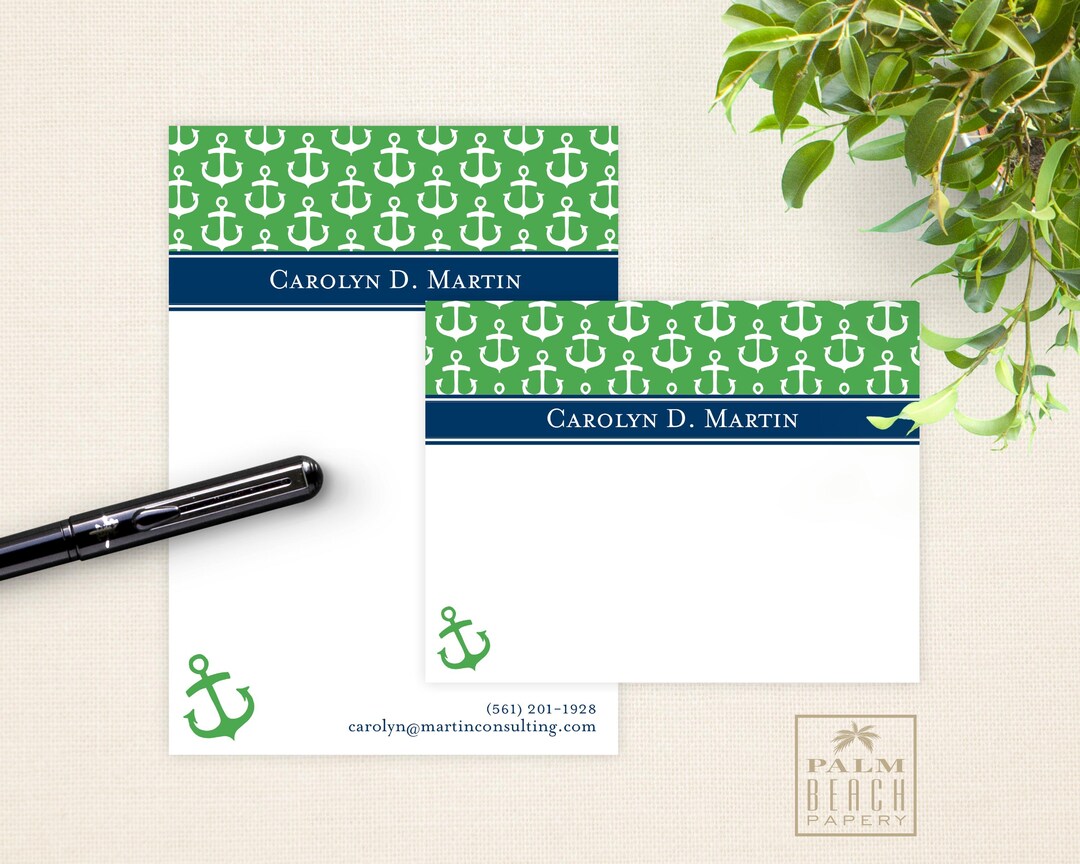 Anchors Aweigh Stationery Duo - Nautical Notepad + Flat Notecard Set ...