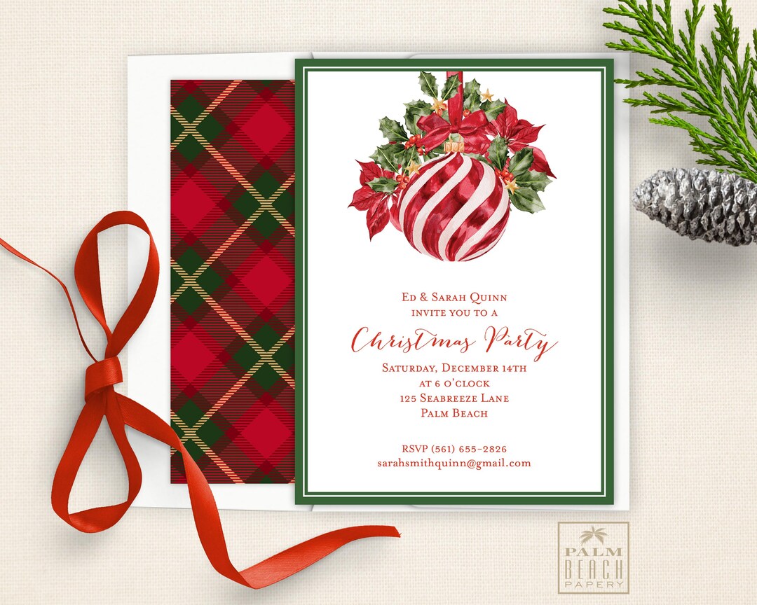Ornament Invitation - Custom Printed Christmas Party Invitations With ...