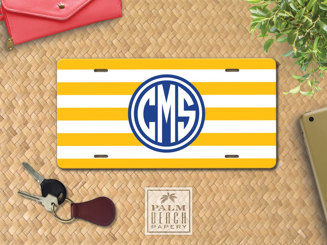 Beach Club Monogrammed License Plate - Personalized Preppy Car Tag ...