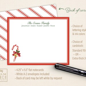 Candy Cane Flat Notecards - Personalized Correspondence Cards With ...