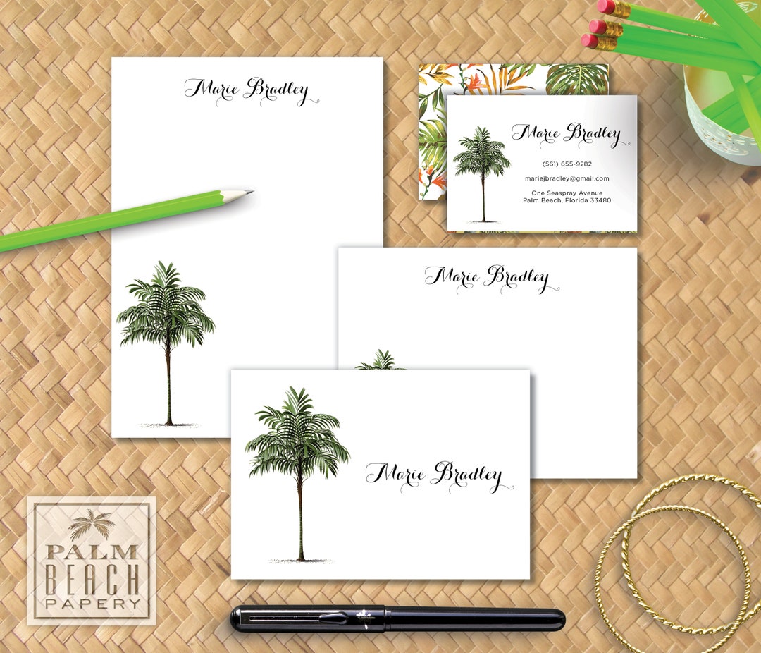 Vintage Palm Stationery Bundle Palm Tree Stationery Set Notepad, Flat ...