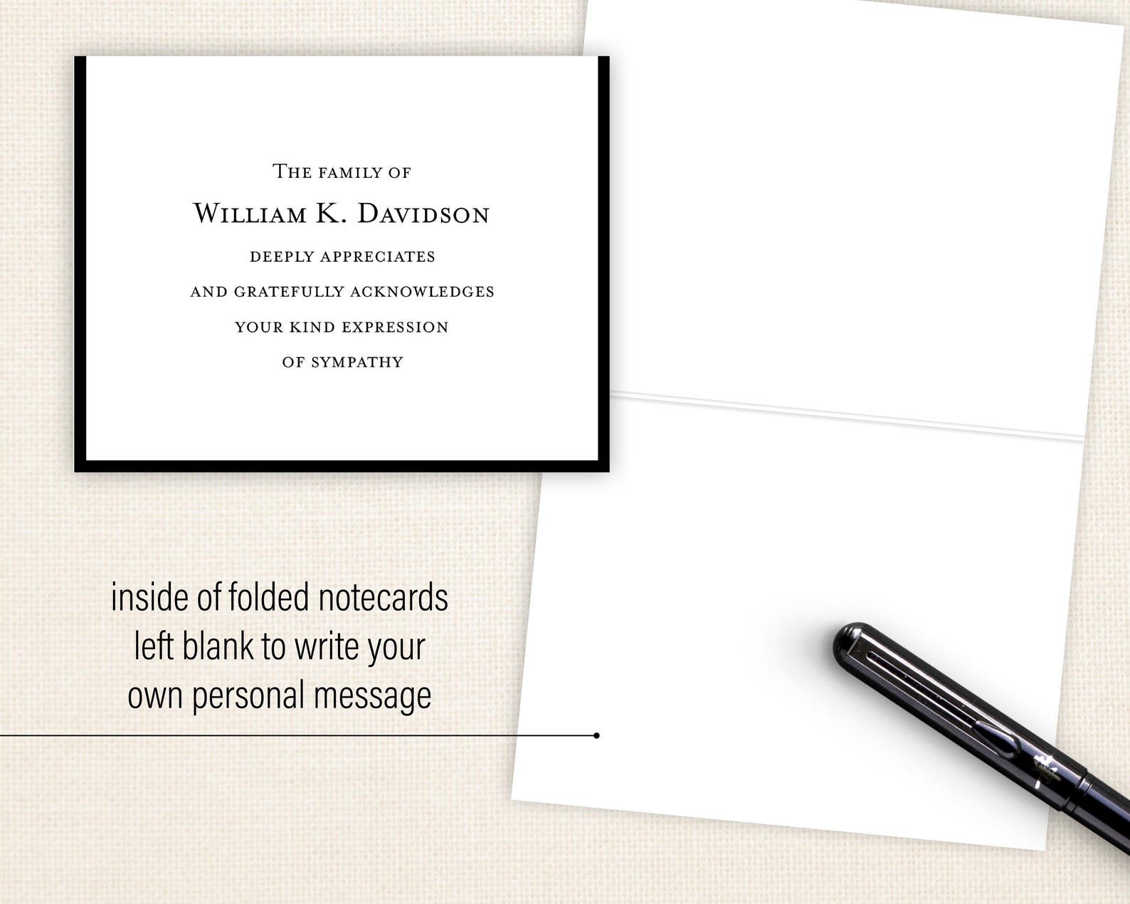 Eternity Sympathy Acknowledgement Note Cards - Flat or Folded With ...