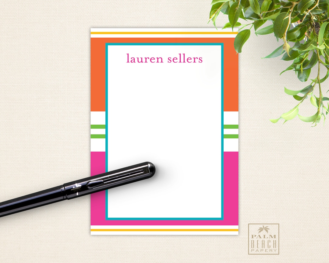 Cabana Stripe 5x7 Notepads - Personalized Memo Pads - Etsy