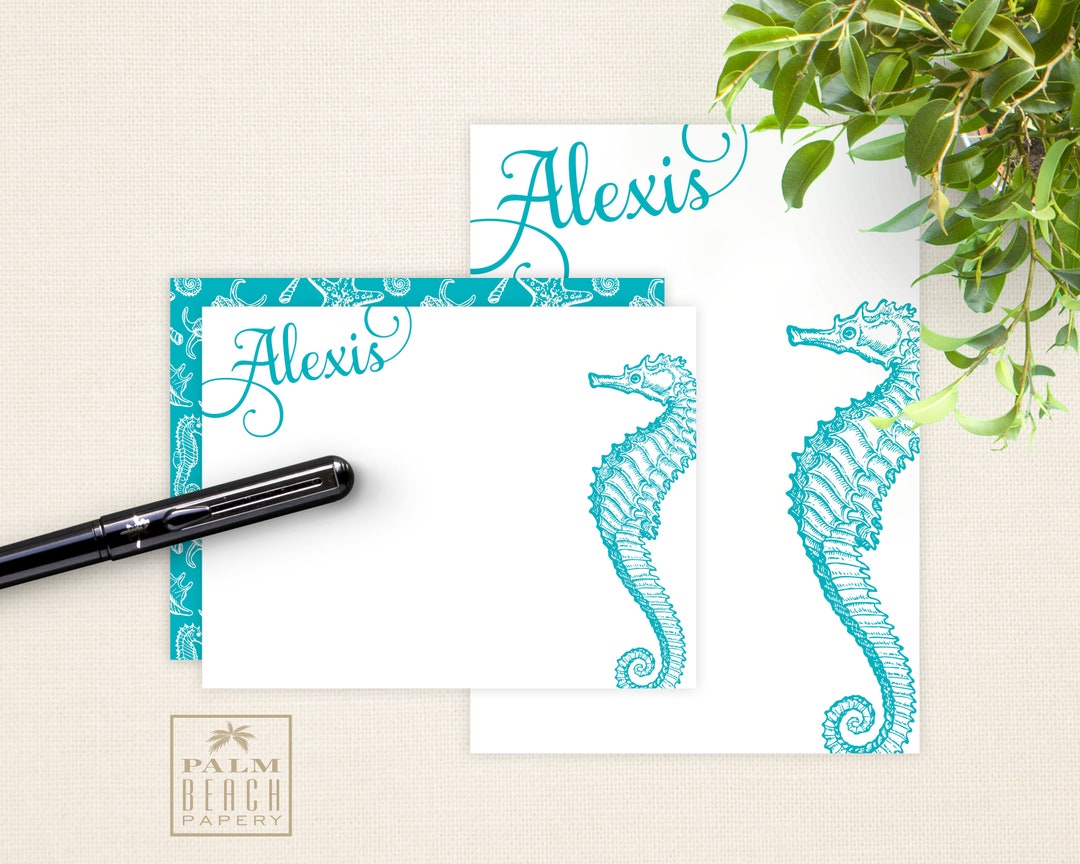 Majestic Seahorse Stationery Duo Coastal Design Personalized Stationery ...