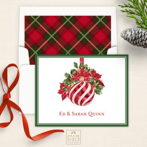 Ornament Folded Notecards - Personalized Christmas Ornament Note Cards ...