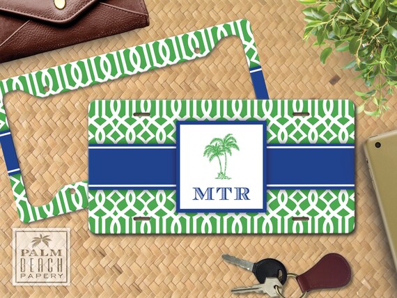 Preppy Palms Personalized License Plate Monogrammed Car Tag | Etsy