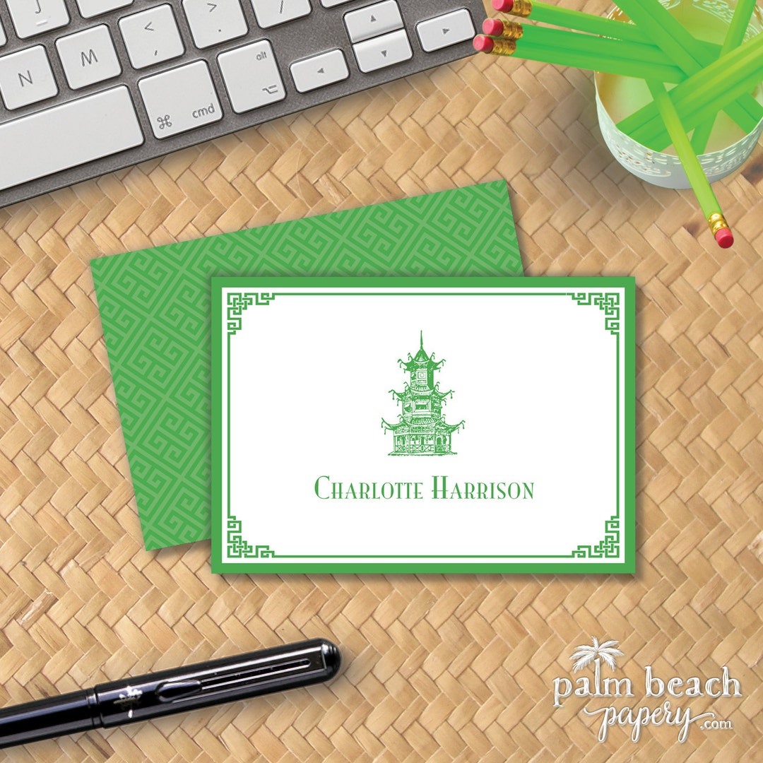 Chinoiserie Folded Notecards Personalized Stationery Custom Chinese ...