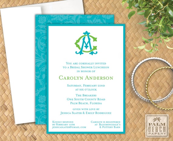 Versailles Invitation Monogrammed Bridal Shower Invitation | Etsy