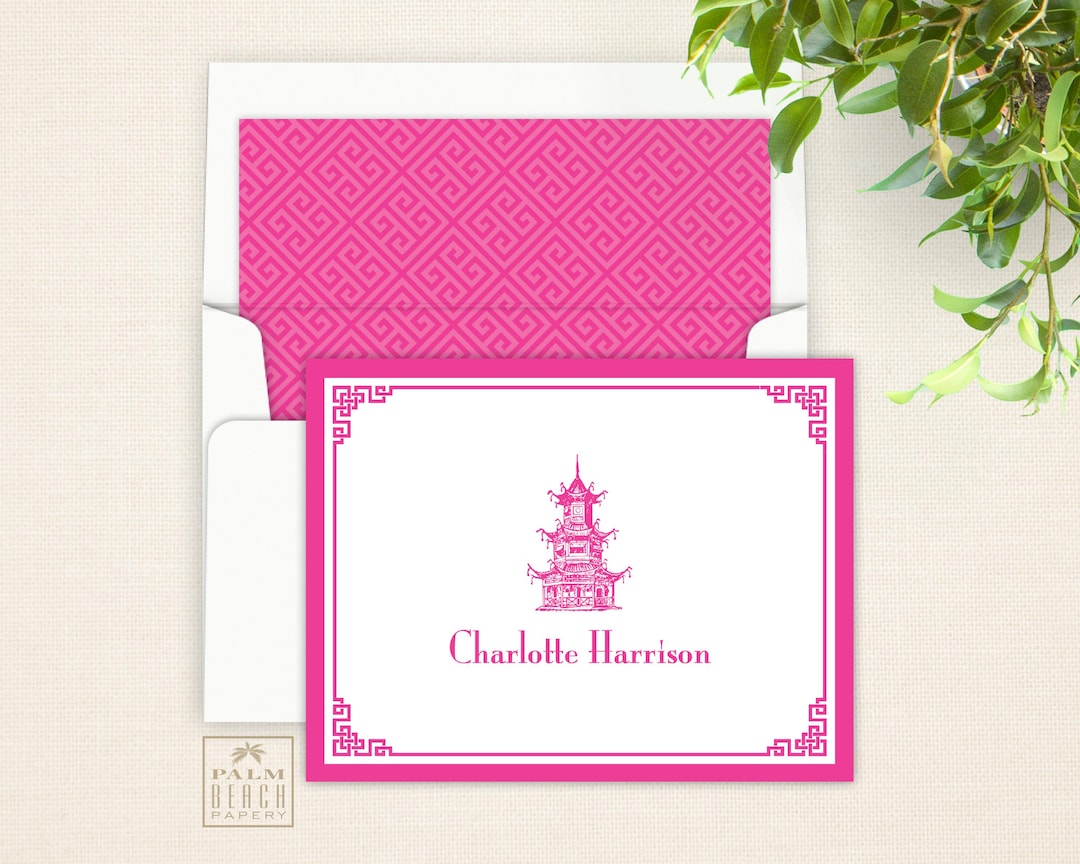 Chinoiserie Folded Notecards - Personalized Stationery - Custom Chinese ...