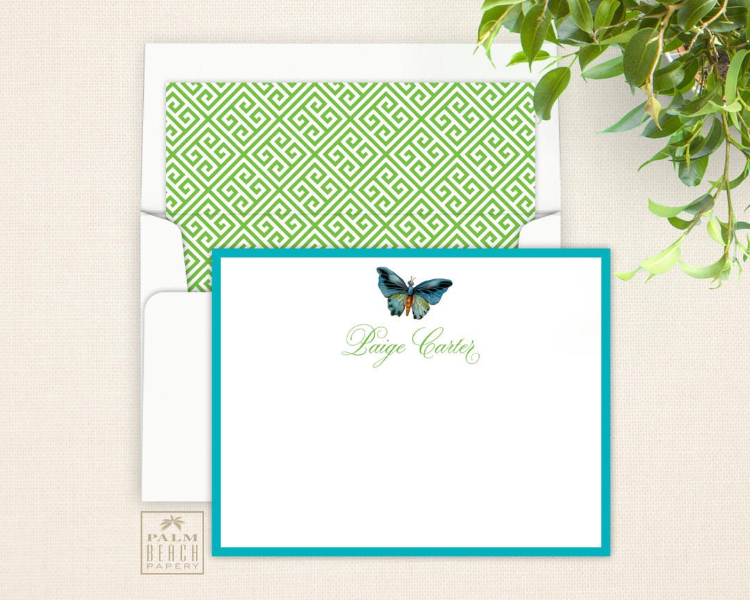 Papillon Butterfly Flat Notecards - Personalized Watercolor Butterfly ...