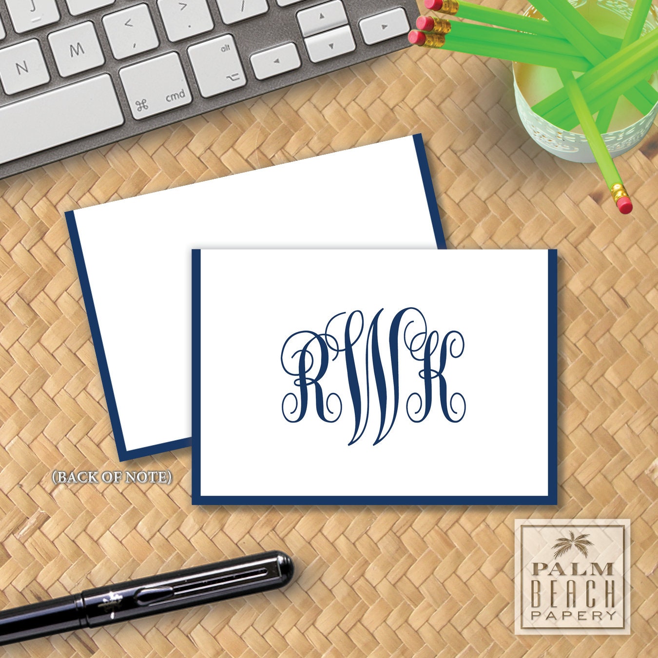 Classic Monogram Folded Notecards Traditional 3 Initial | Etsy