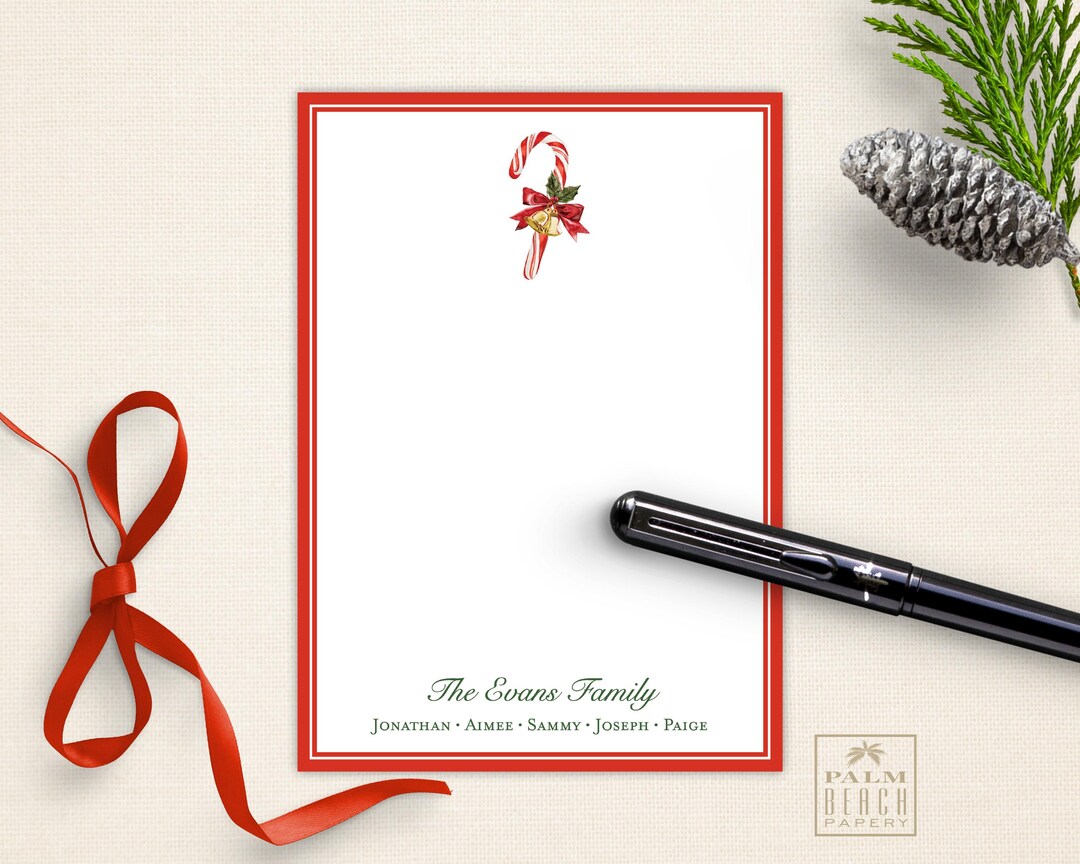 Candy Cane Notepads - 5" X 7" Christmas Theme Personalized Notepad Set ...