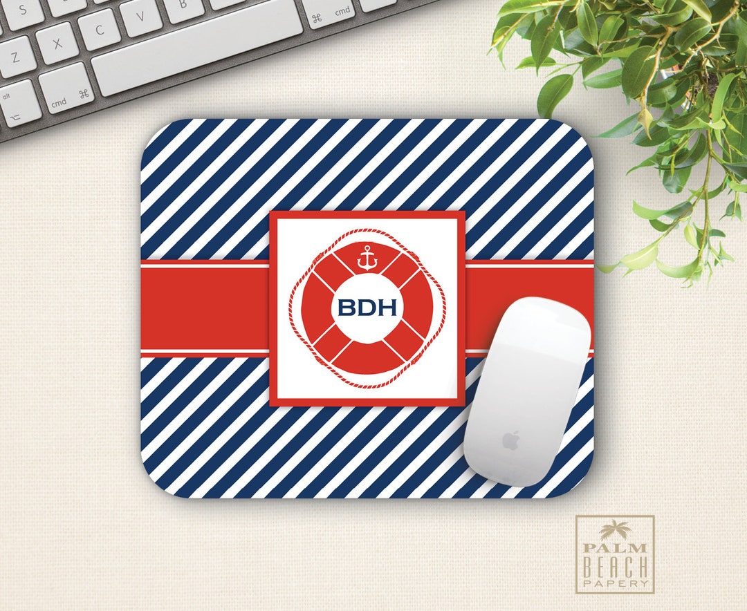 Boat House Mousepad Monogrammed Nautical Mouse Pad Life Preserver Ring ...