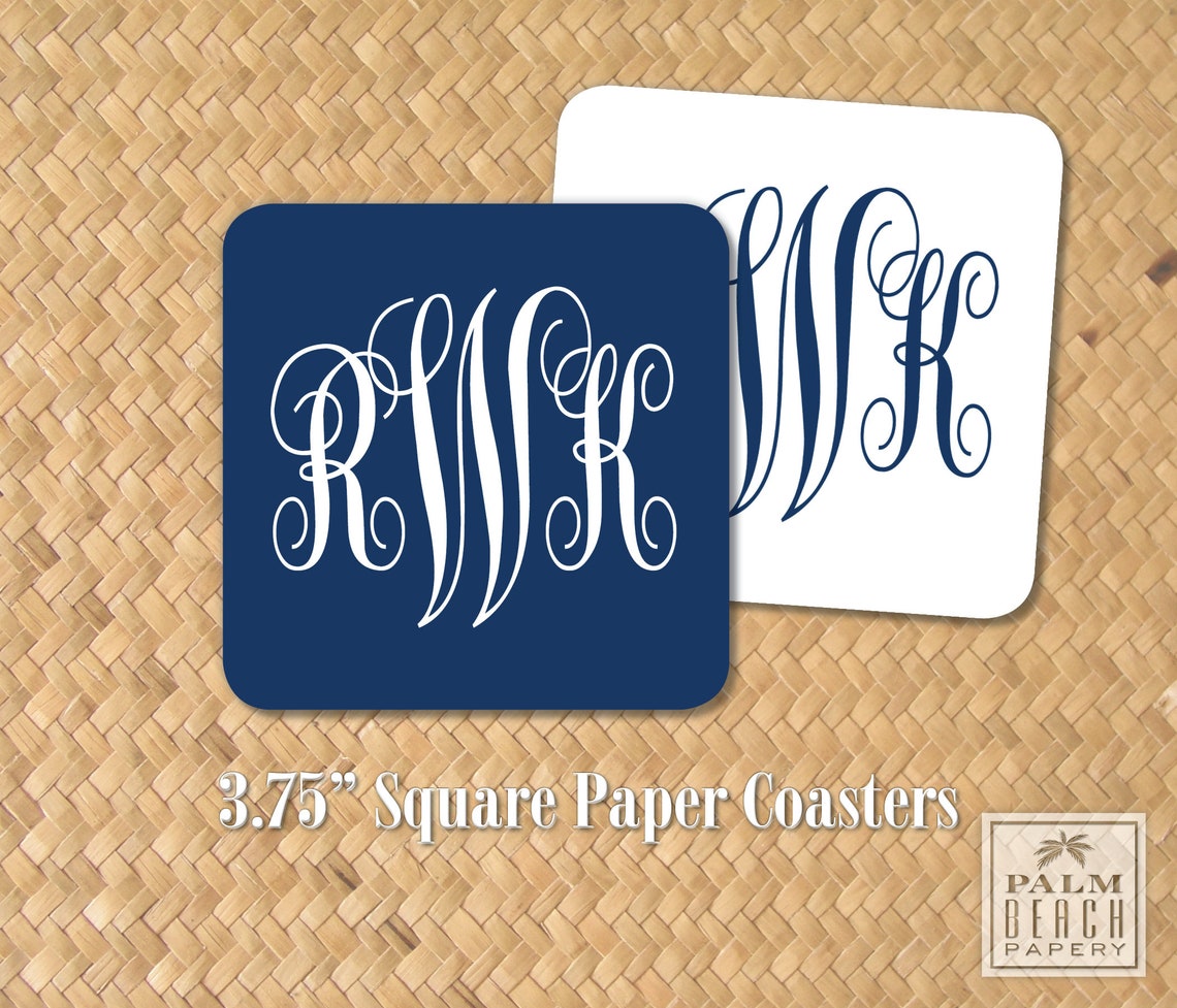 Classic Monogram Paper Coasters Personalized Disposable - Etsy