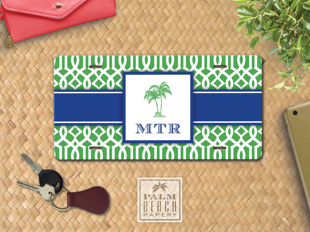 Preppy Palms Personalized License Plate - Monogrammed Car Tag - Custom ...