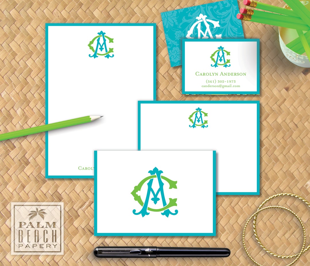 Versailles Stationery Bundle Monogram Stationery Set With - Etsy