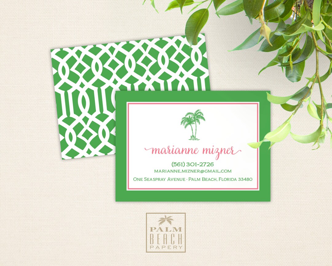Preppy Palms Calling Cards - 2.5" X 3.5" Euro Size Calling Cards - Etsy