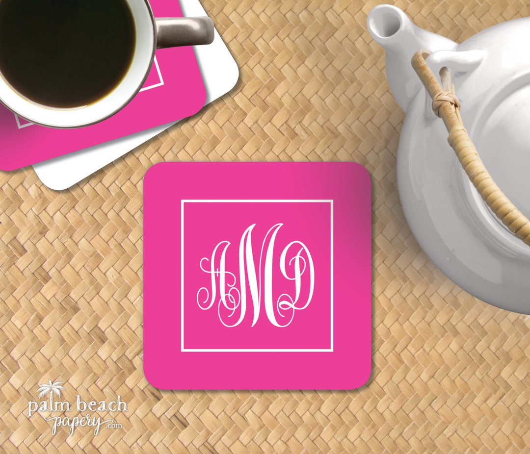 Worth Avenue Monogrammed Paper Coasters Personalized Disposable Drink ...