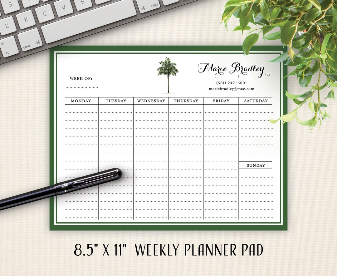 Vintage Palm Planner Pad 8.5 X 11 Weekly Calendar Notepad - Etsy