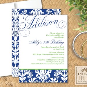 Addison Damask Invitation Birthday Party Invitation Elegant Floral ...